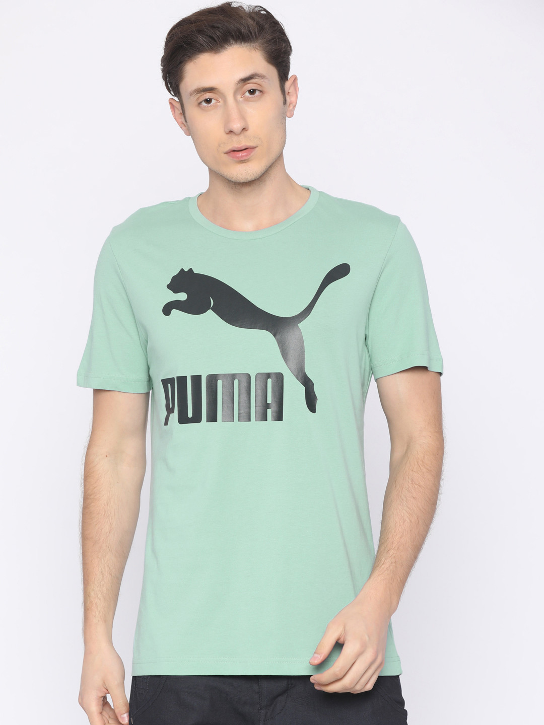 Buy Puma Men Green Printed Archive Logo Pure Cotton T Shirt - Tshirts ...