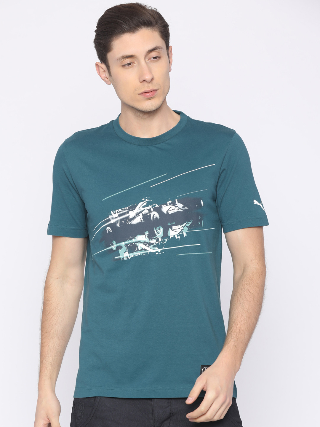 Buy PUMA Motorsport Men Blue Printed Pure Cotton Motorsport T Shirt ...