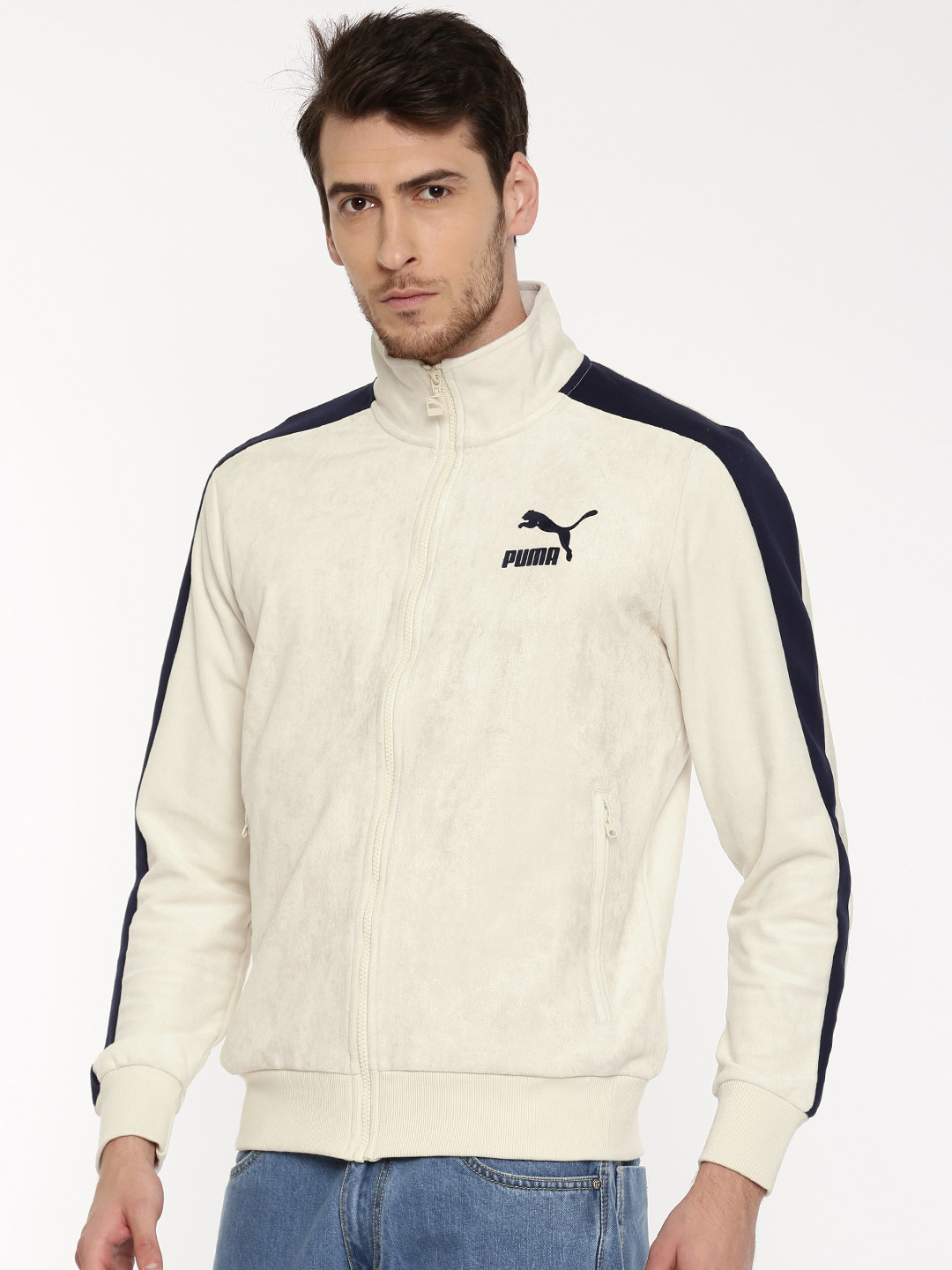 Buy Puma Men Beige Solid Sporty Track Jacket - Jackets for Men 2446090 ...