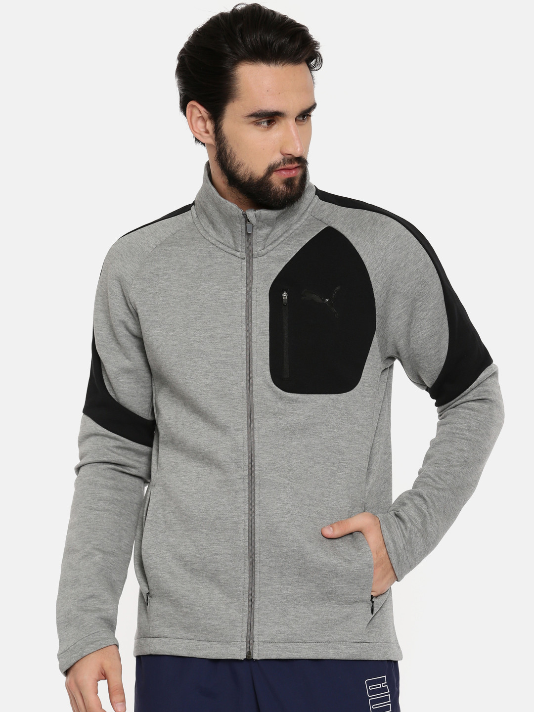 Buy PUMA MEN Grey Evostripe Move Slim Fit Jacket - Jackets for Men ...
