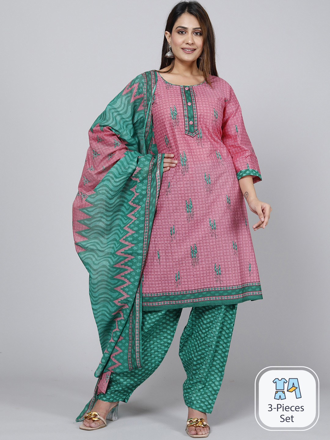 Buy Jevi Prints Women Printed Regular Pure Cotton Kurta With Patiala ...