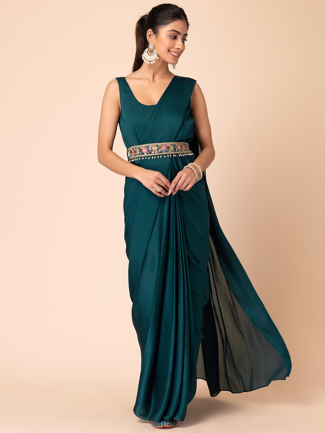 Buy Rang By Indya Ready To Wear Saree With Belted - Sarees for Women ...