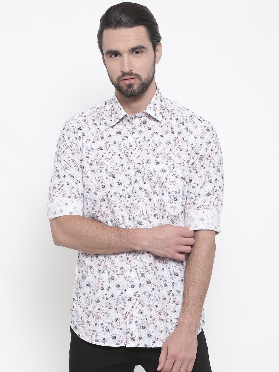 Buy ColorPlus Men Off White & Pink Tailored Fit Printed Casual Shirt ... Buy ColorPlus Men Off White & Pink Tailored Fit Printed Casual Shirt ...