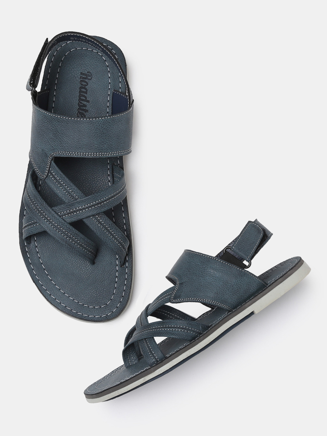 Buy Roadster Men Navy Blue Comfort Sandals - Sandals for Men 2447012 ...
