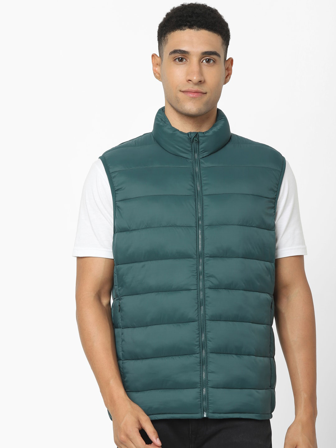 Buy Celio Mock Collar Sleeveless Zip Detail Puffer Jacket - Jackets for ...