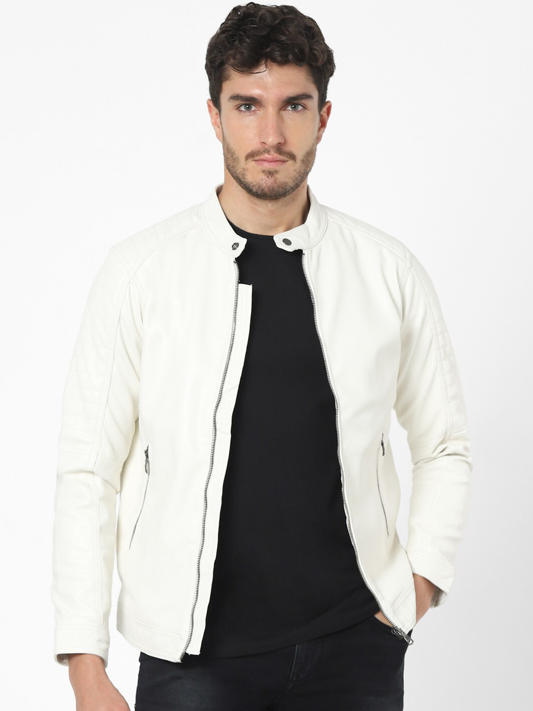 Buy Celio Band Collar Long Sleeves Zip Detail Tailored Jacket - Jackets ...