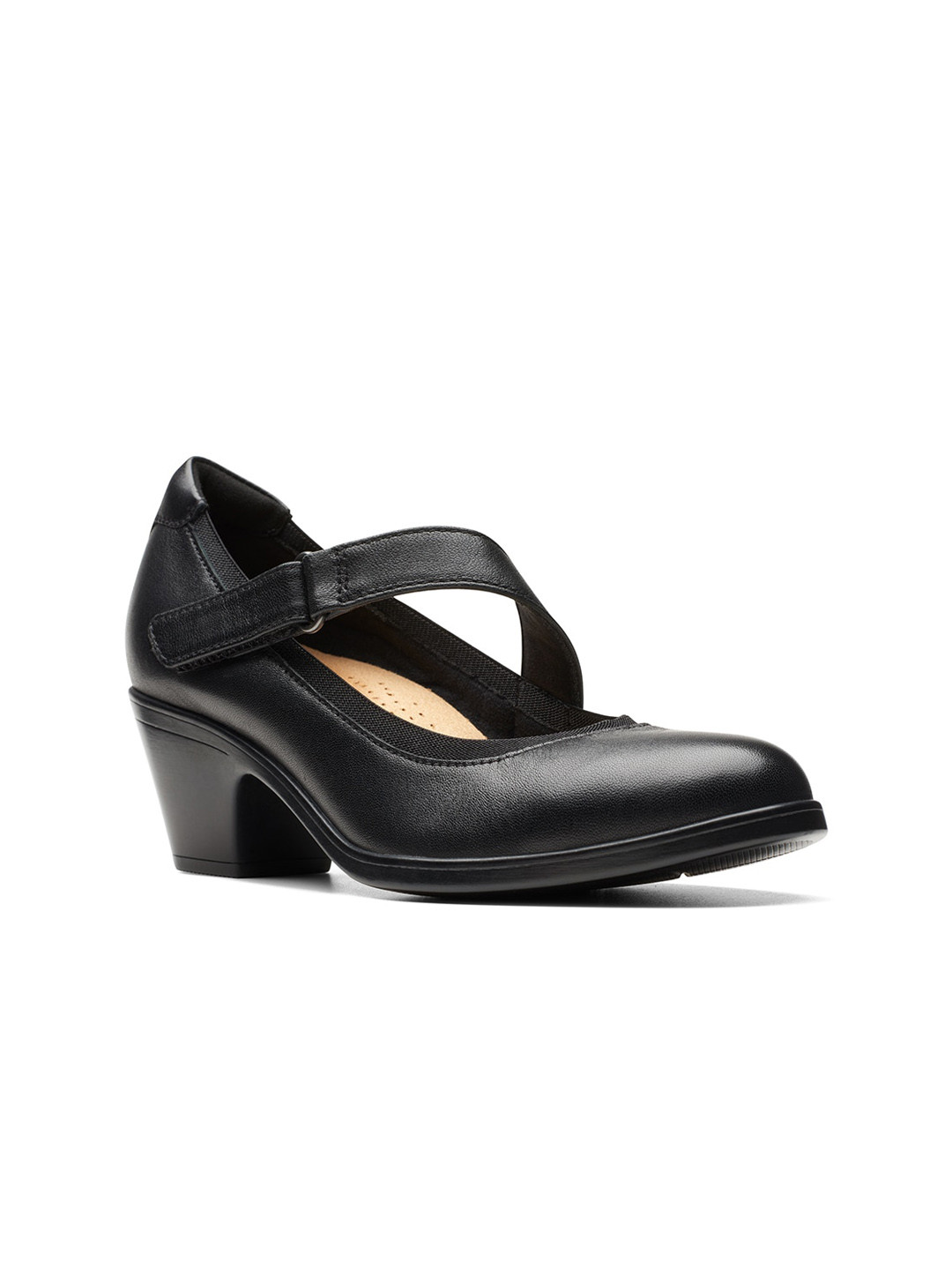 Buy Clarks Leather Work Block Pumps With Velcro Closure - Heels for ...