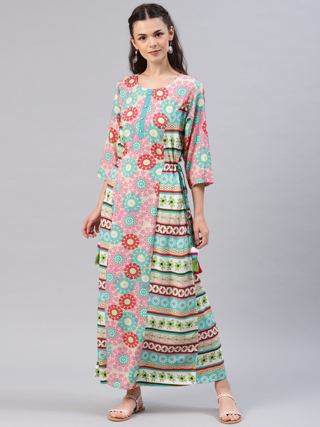 Buy Shree Women Multicoloured Printed Maxi Dress - Dresses for Women ...