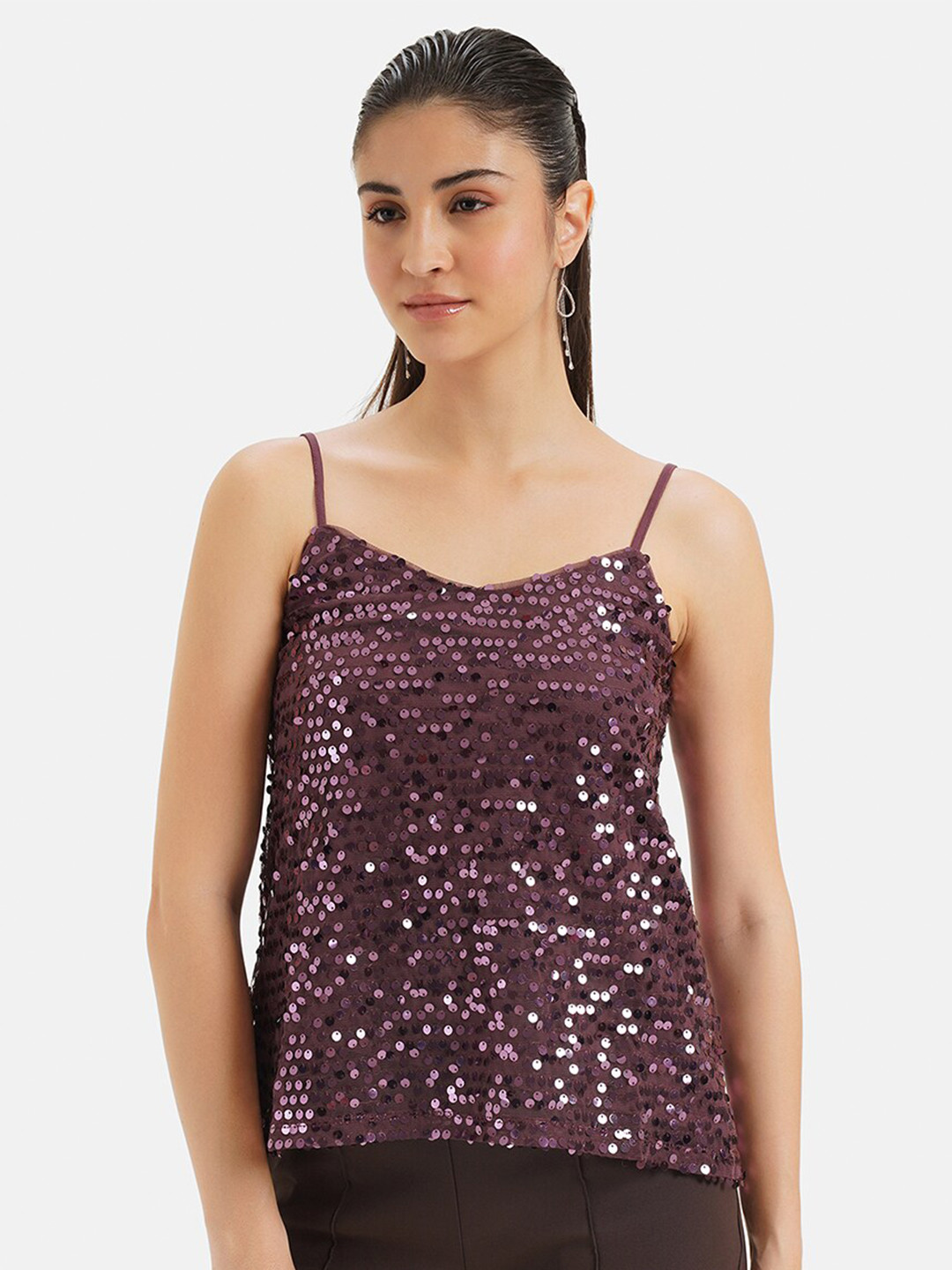 Buy Kazo Sequin Embellished Shoulder Strapped Top - Tops for Women ...