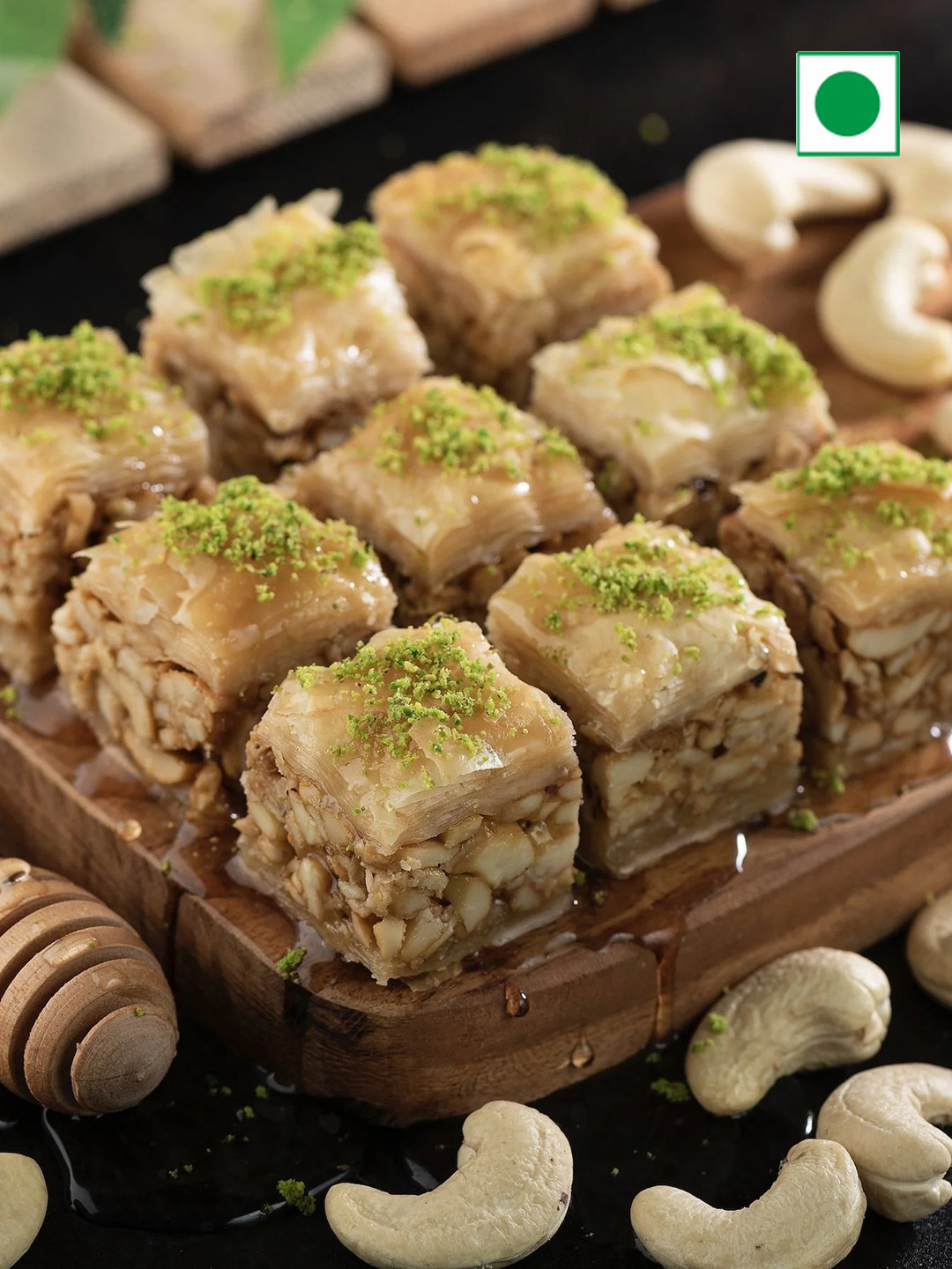 Buy The Baklava Box Cashew Square Baklava Sweets 250 Gms - Sweets for ...
