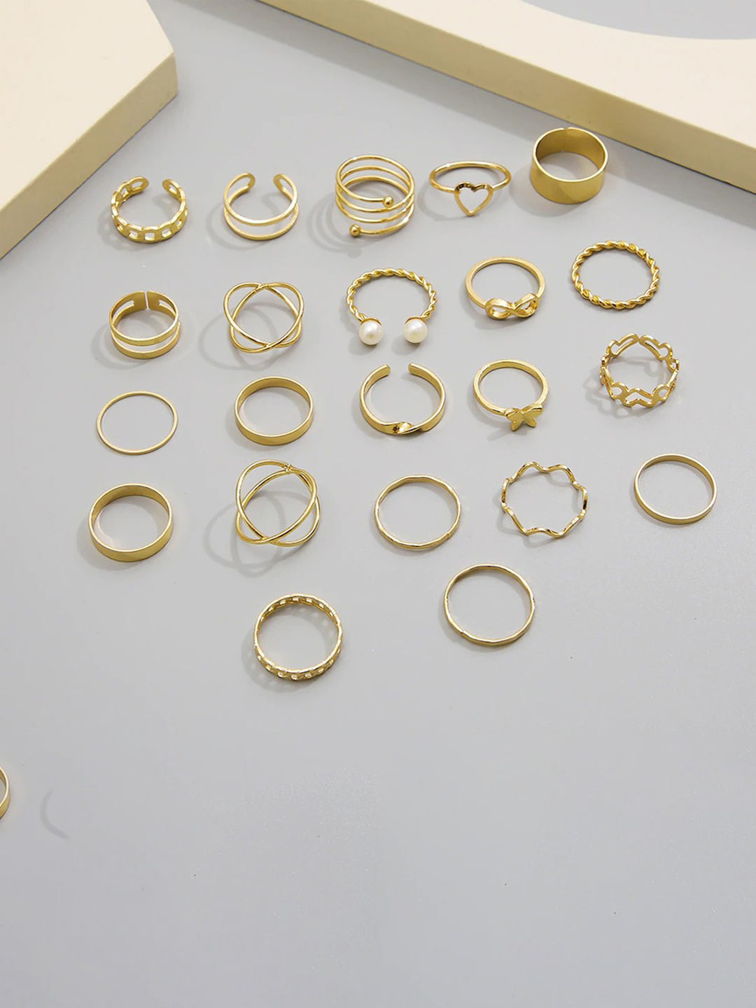 Buy Jewels Galaxy Set Of 23 Gold Plated Finger Rings - Ring for Women ...