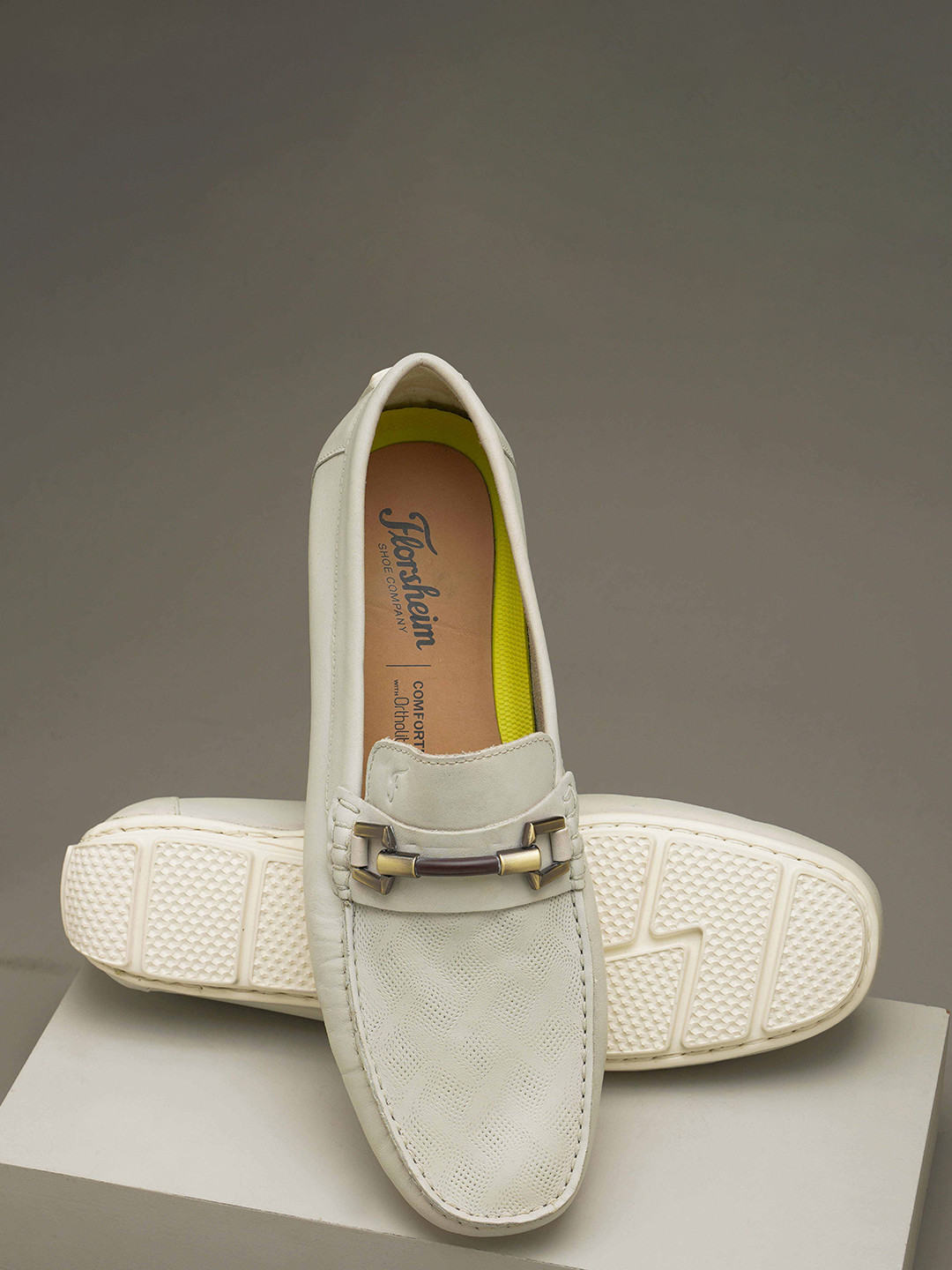 Buy Florsheim Men Textured Leather Comfort Insole Horsebit Loafers ...