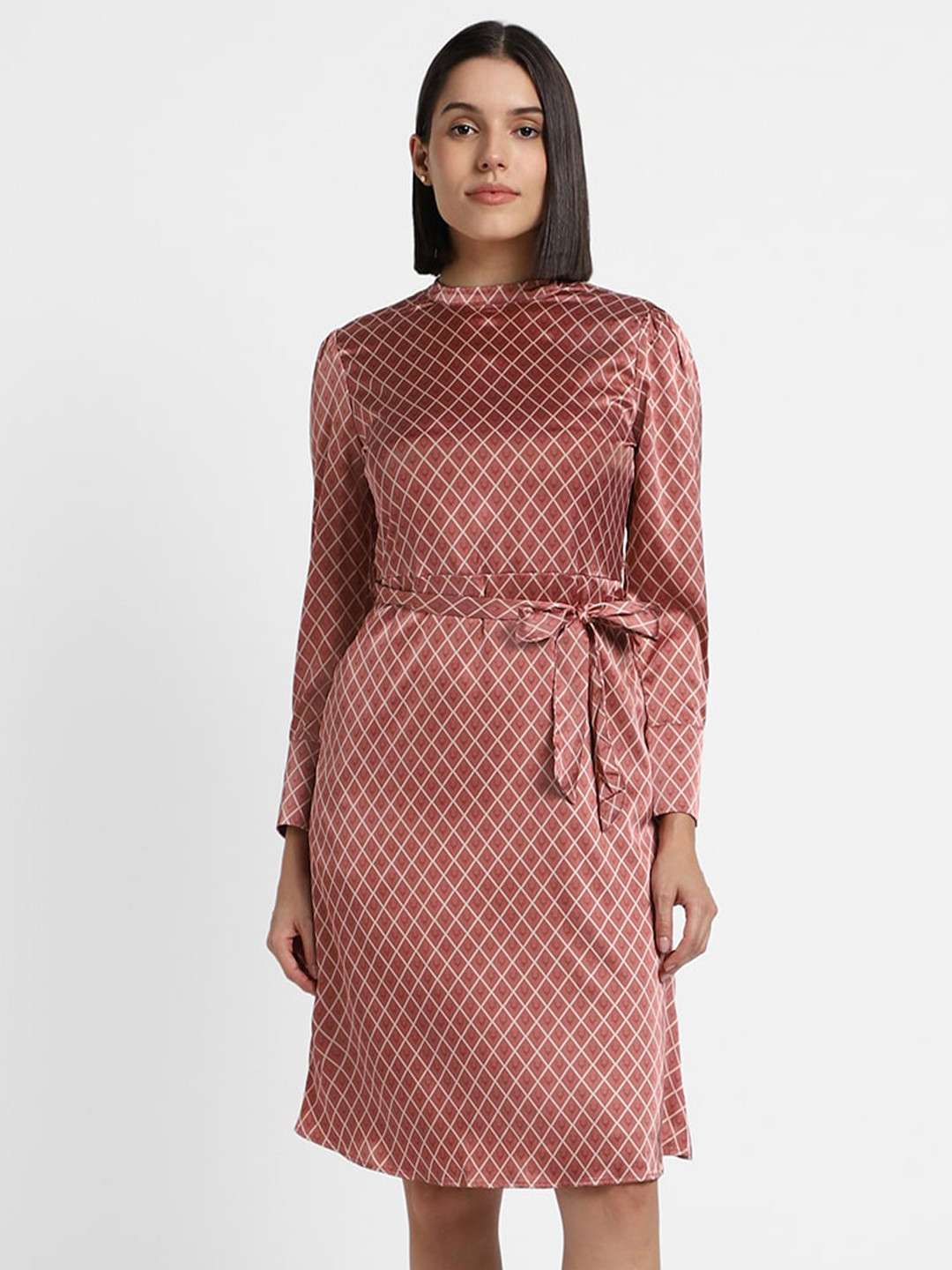 Buy Allen Solly Woman Geometric Printed Belted A Line Dress - Dresses ...