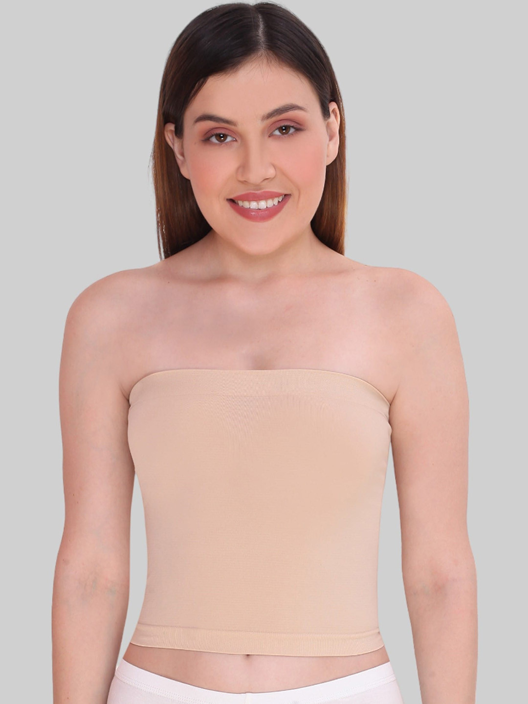 Buy PLUMBURY Seamless Strapless Crop Tube Camisole - Camisoles for ...
