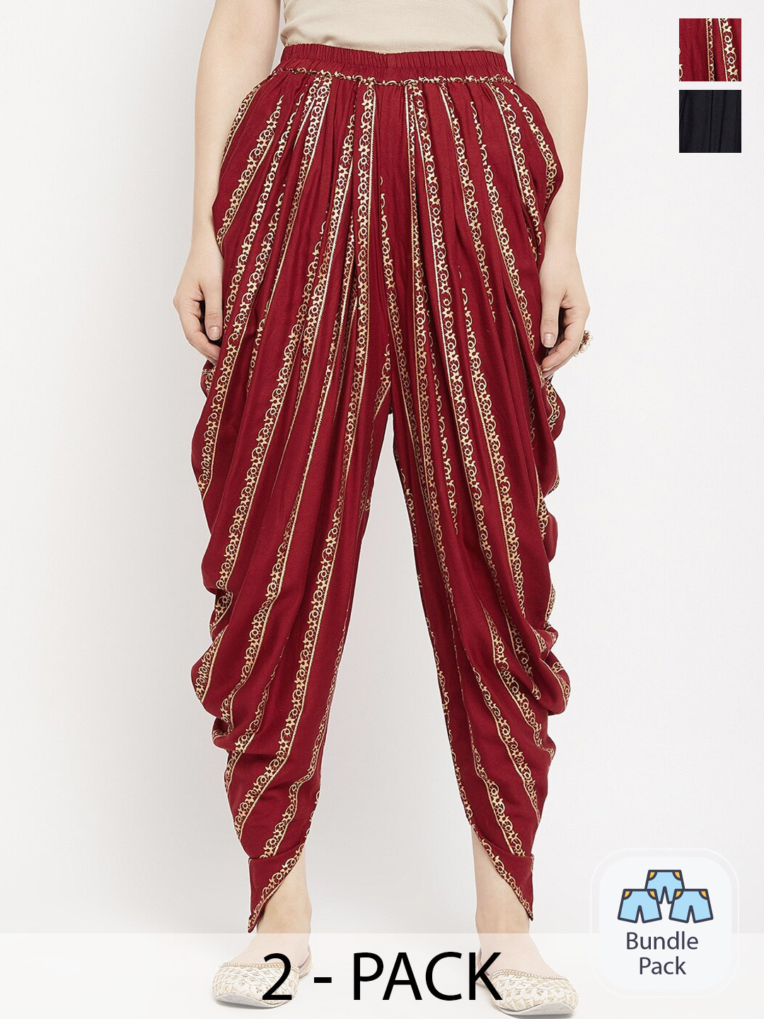 Buy TULIP 21 Pack Of 2 Floral Printed Dhotis - Dhotis for Women ...