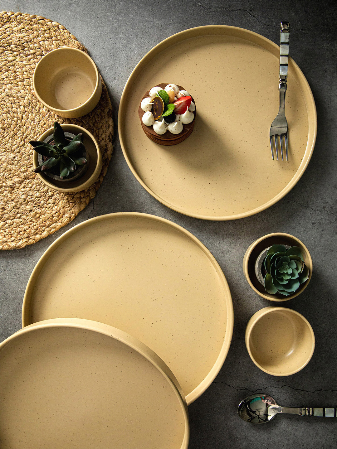 Buy Servewell Yellow 8 Pieces Melamine Glossy Dinner Set - Dinner Set ...