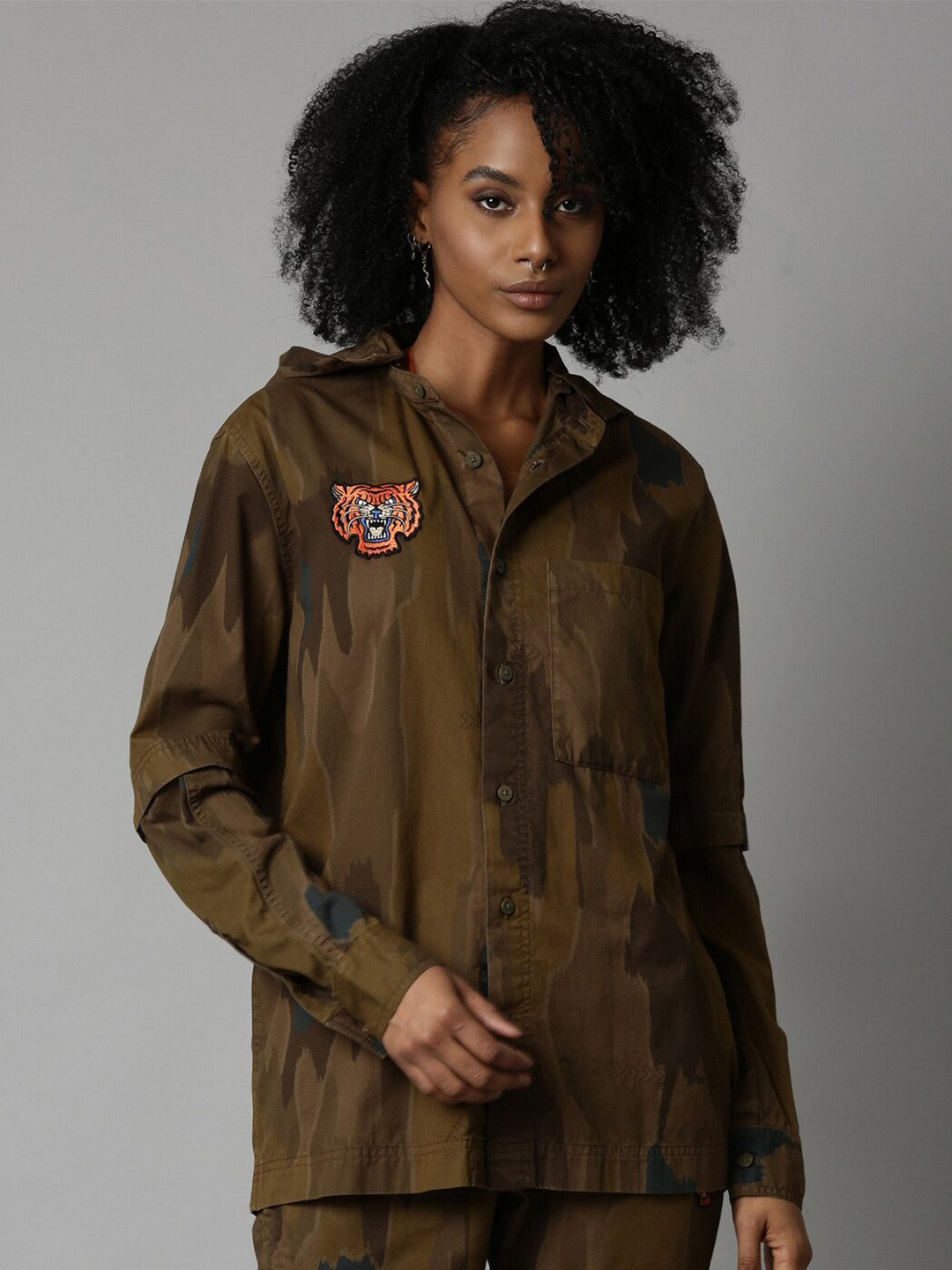 Buy Breakbounce Classic Twill Weave Hooded Cotton Shacket - Shackets ...