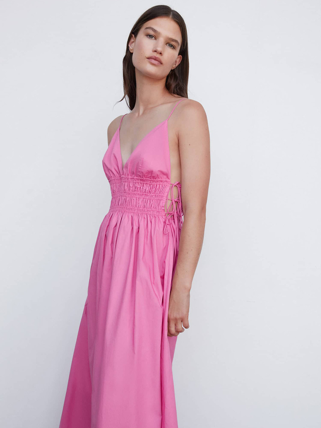 Buy MANGO Pure Cotton Side Tie Ups Maxi Dress - Dresses for Women ...