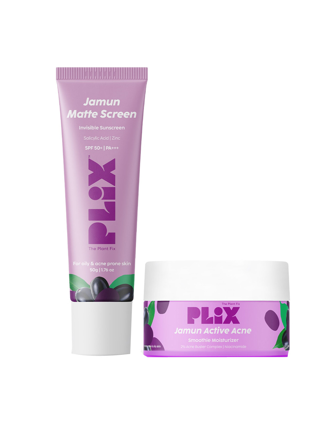 Buy PLIX THE PLANT Set Of FIX Jamun Matte Sunscreen & Moisturiser 300g ...