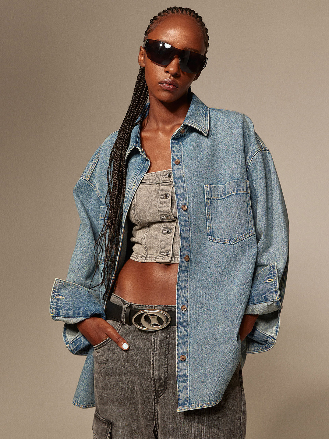 Buy H&M Oversized Denim Overshirt - Shirts for Women 24521332 | Myntra