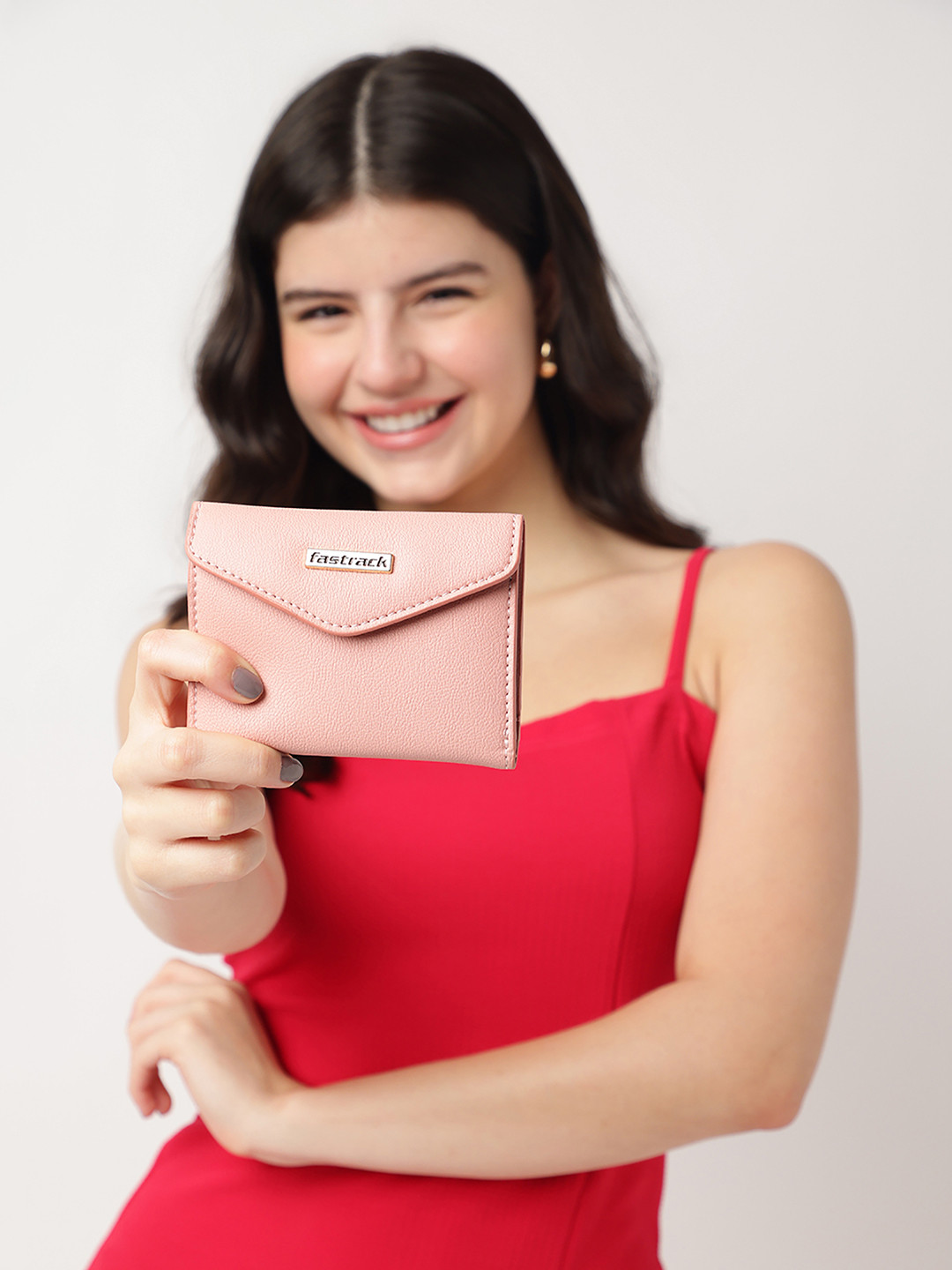 Buy Fastrack Women Solid PU Three Fold Wallet With Button Closure ...