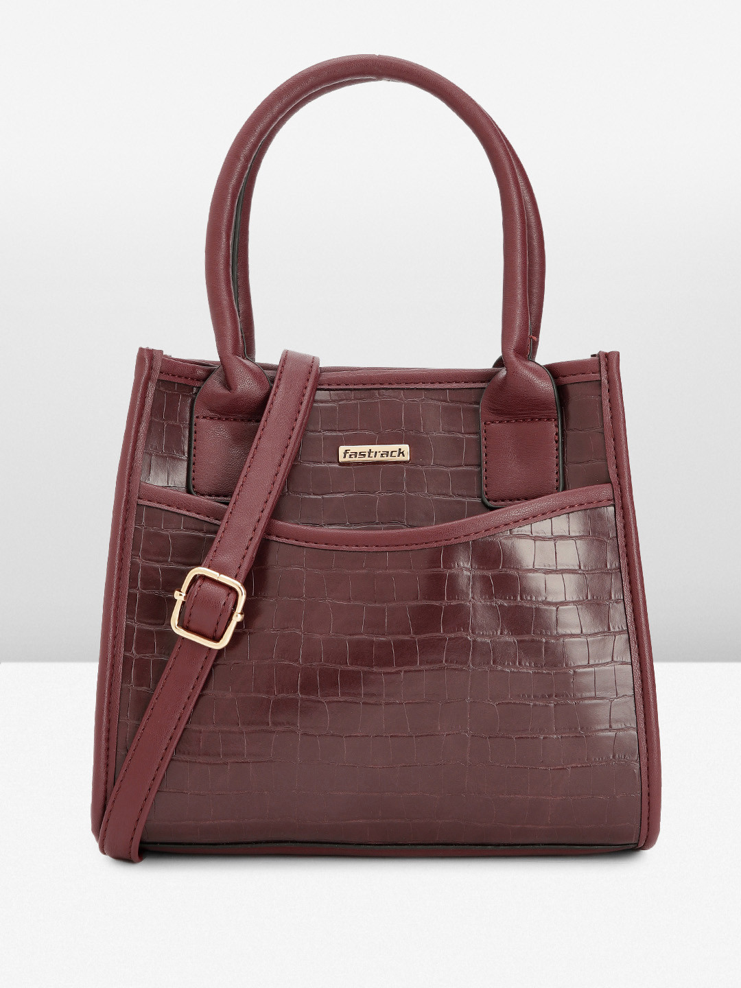 Buy Fastrack Women Brown Croco Textured Satchel - Handbags for Women ...