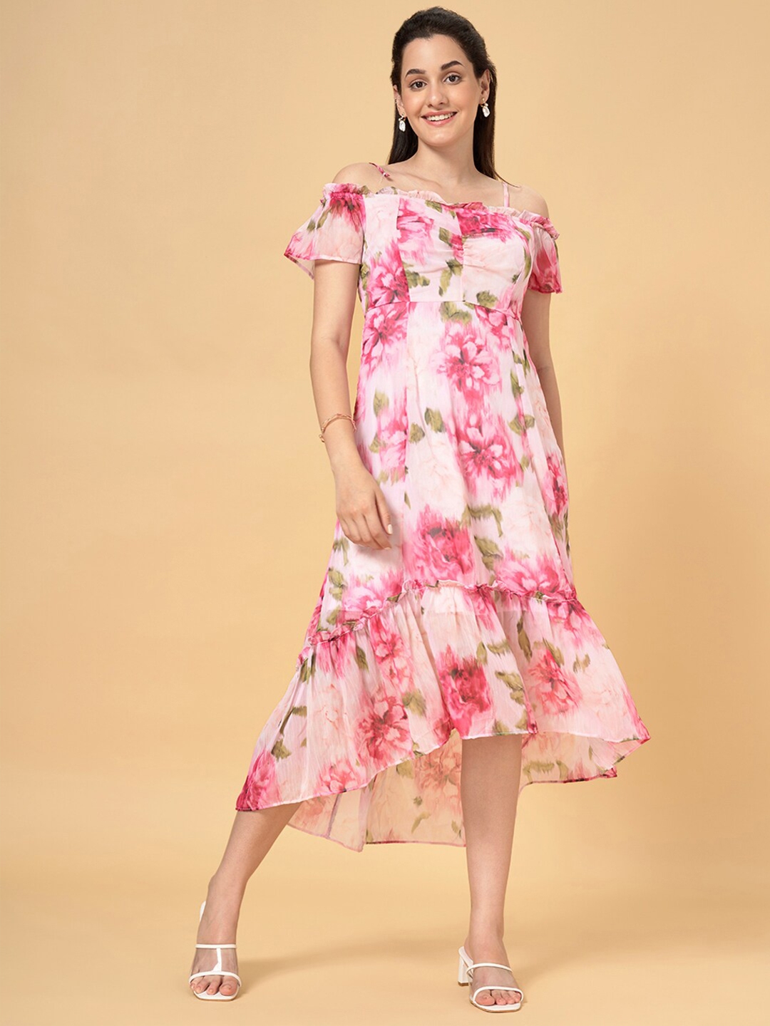 Buy Honey By Pantaloons Floral Printed Off Shoulder Gathered Tiered Fit