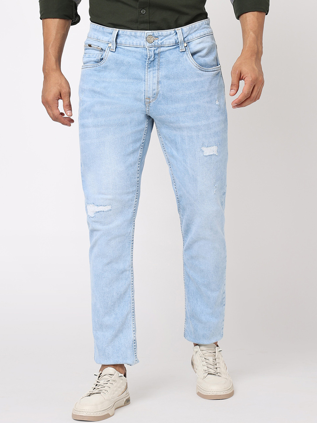 Buy Blue Buddha Men Low Distress Light Fade Cotton Jeans - Jeans for ...