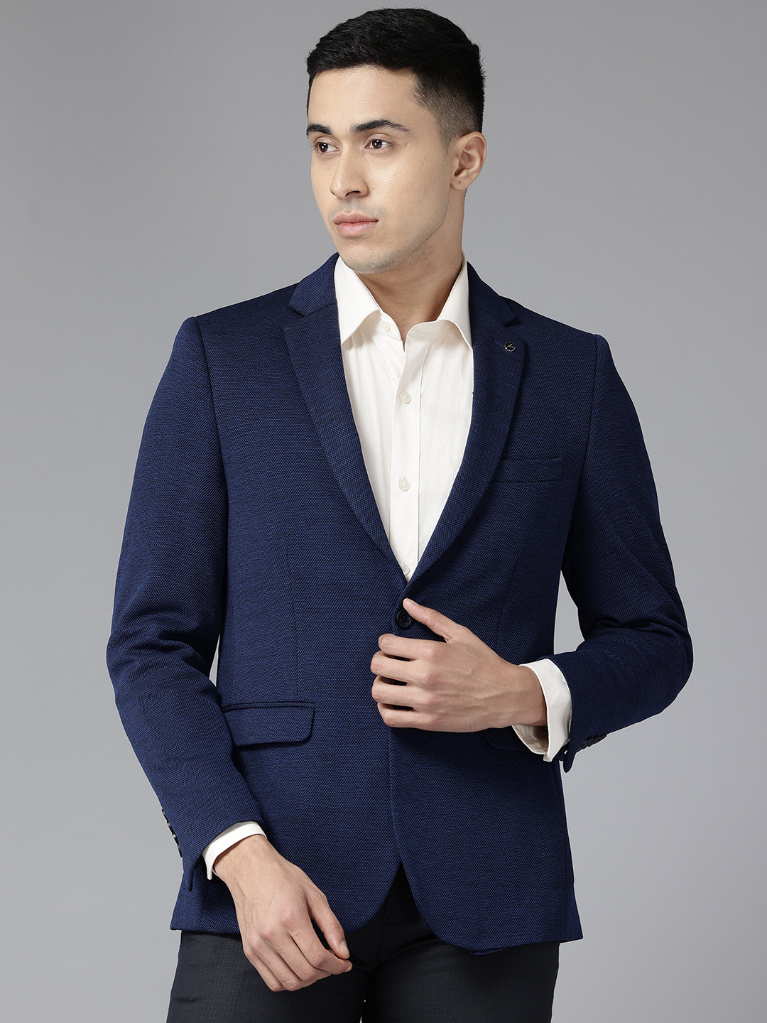 Buy Van Heusen Ultra Slim Fit Self Design Formal Blazer - Blazers for ...