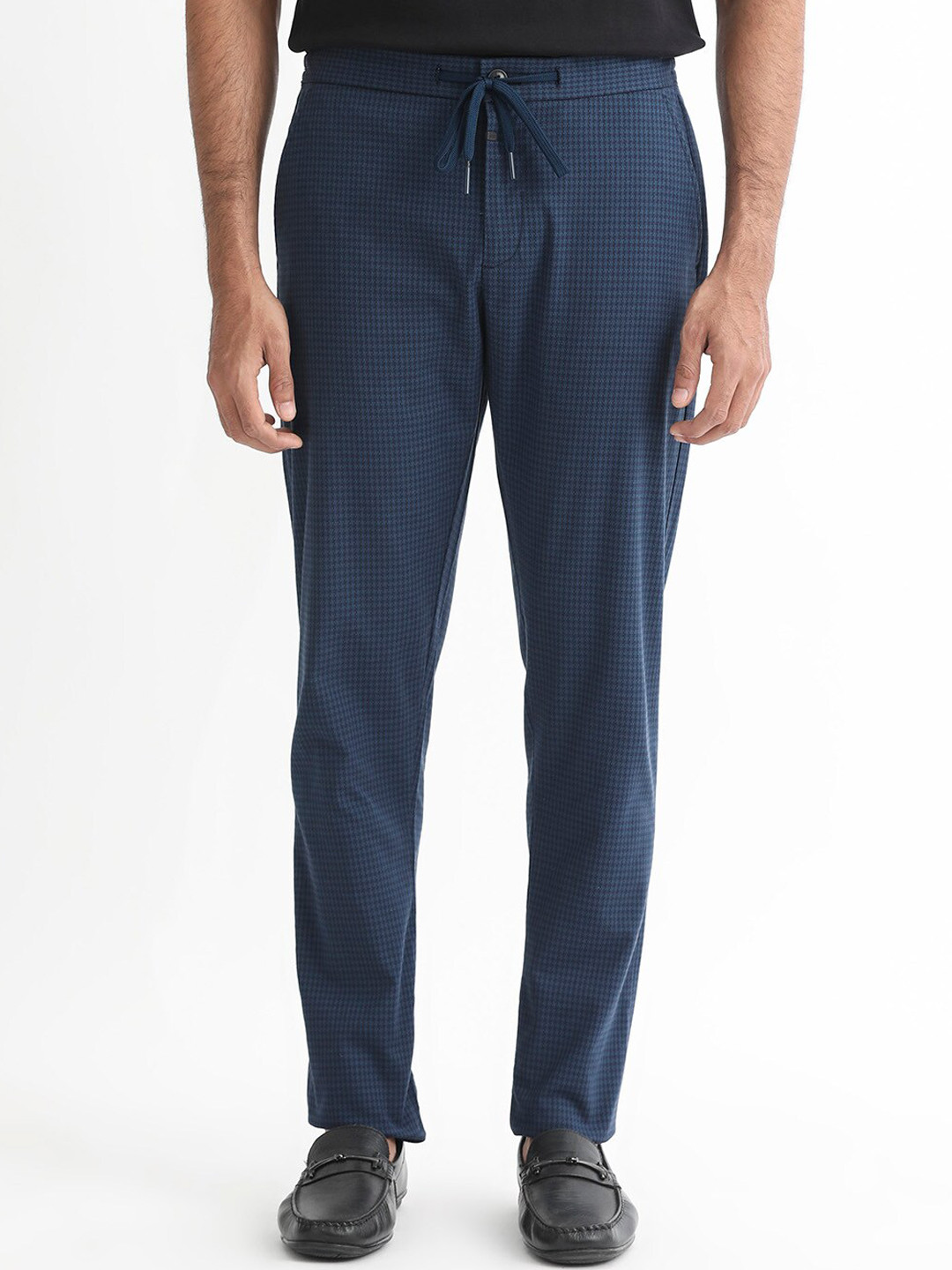 Buy RARE RABBIT Men Hobbs Drawstring Checked Slim Fit Trouser ...