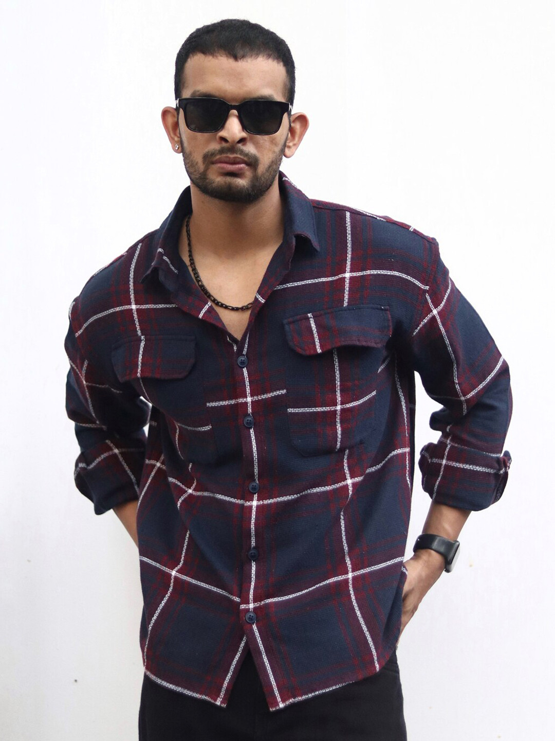 Buy Powerlook Windowpane Checks India Slim Oversized Cotton Casual ...