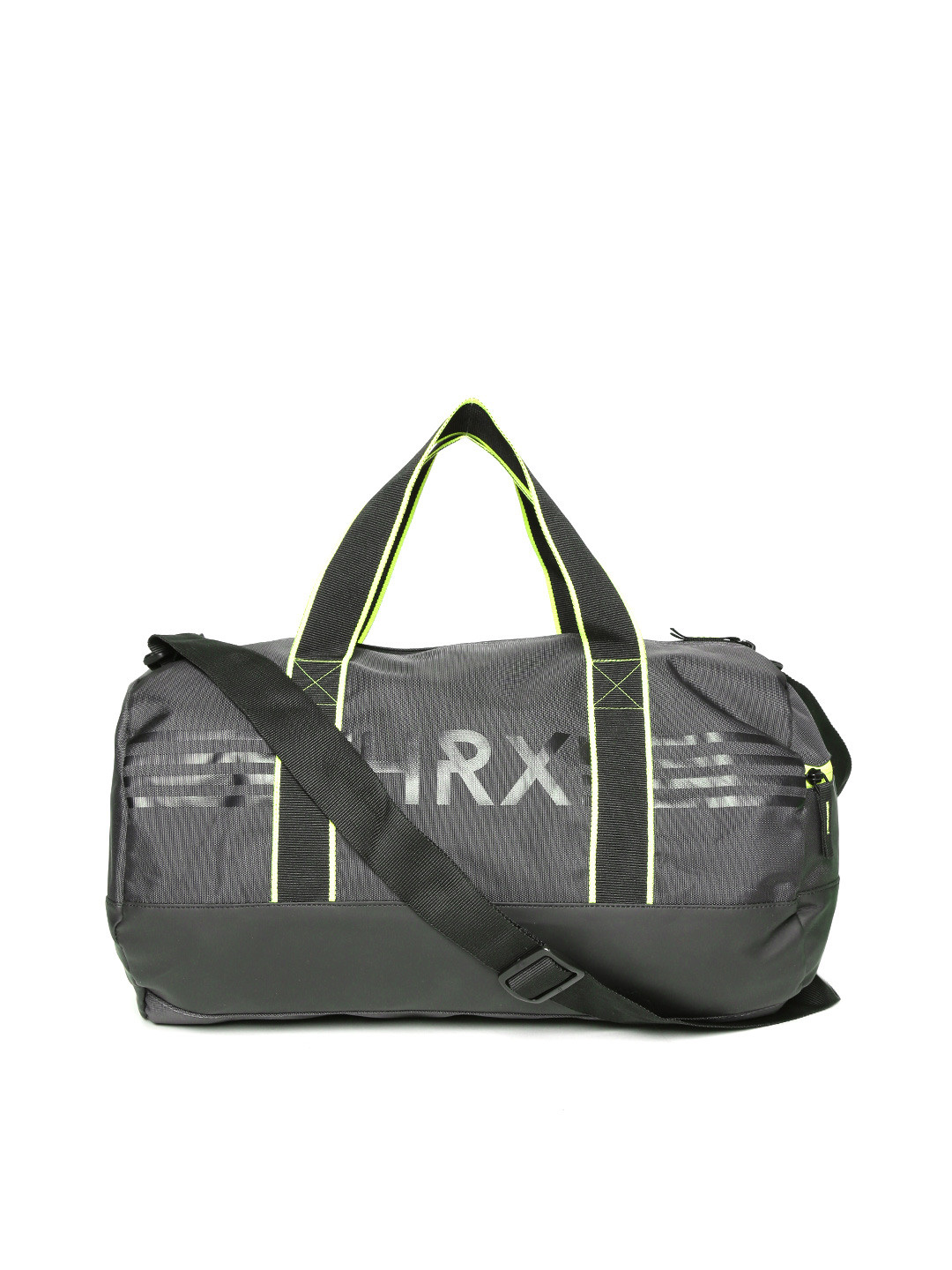 Buy HRX By Hrithik Roshan Unisex Grey Solid Brand Logo Training Duffel ...