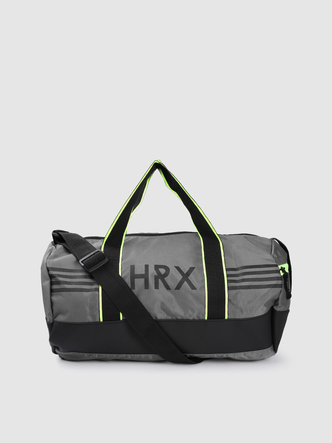 Buy HRX By Hrithik Roshan Unisex Grey Solid Brand Logo Training Duffel ...