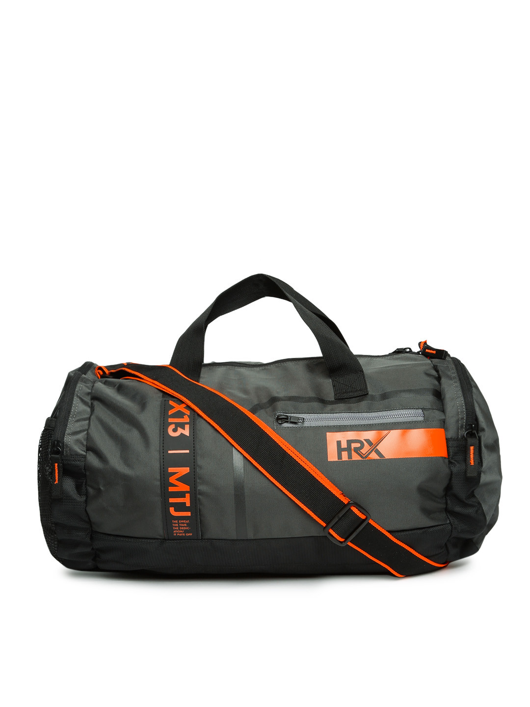 Buy HRX By Hrithik Roshan Unisex Grey & Black Solid Training Duffel Bag ...