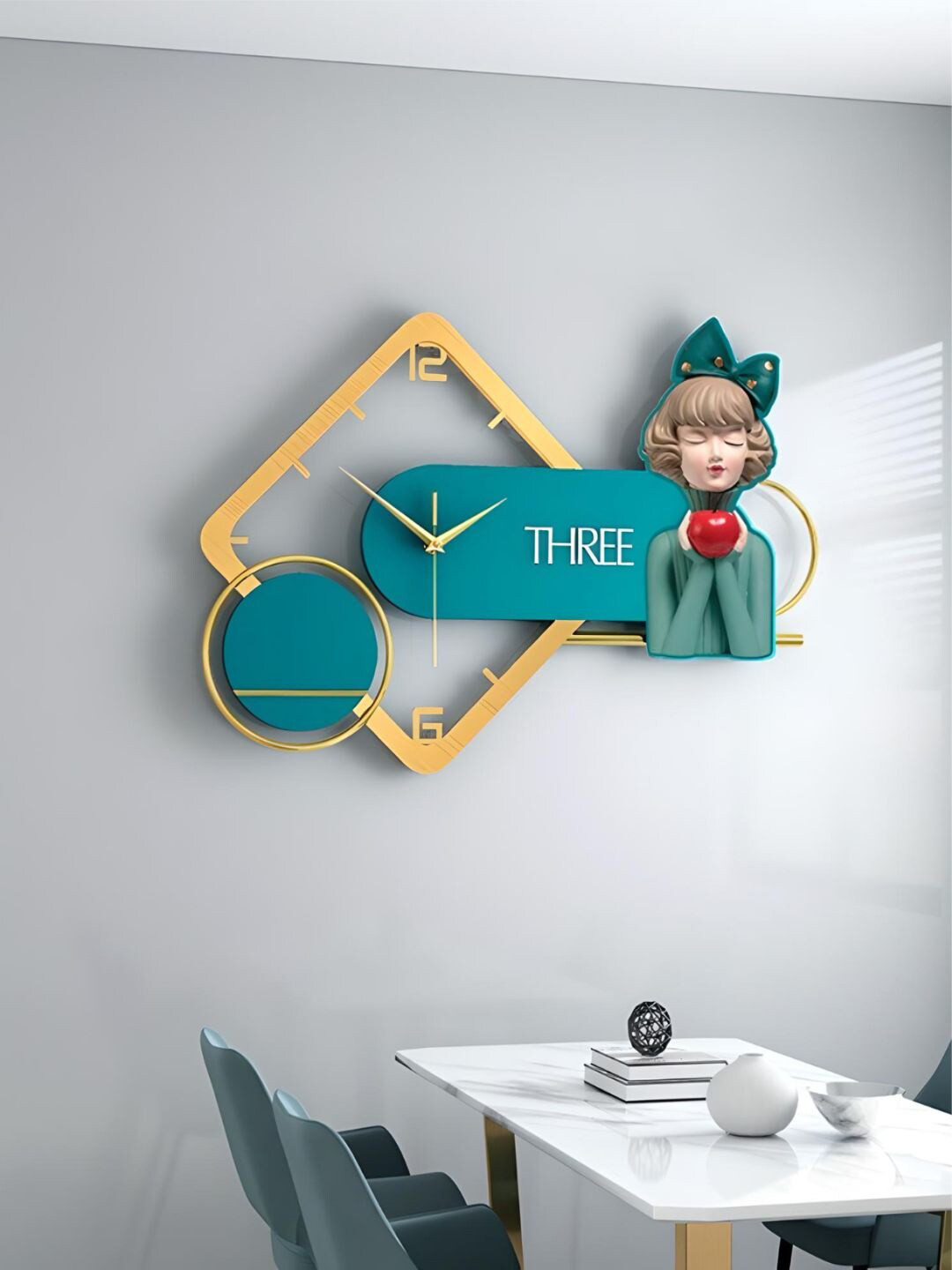 Buy The Art House Teal Textured Abstract Shaped Contemporary Wall Clock ...