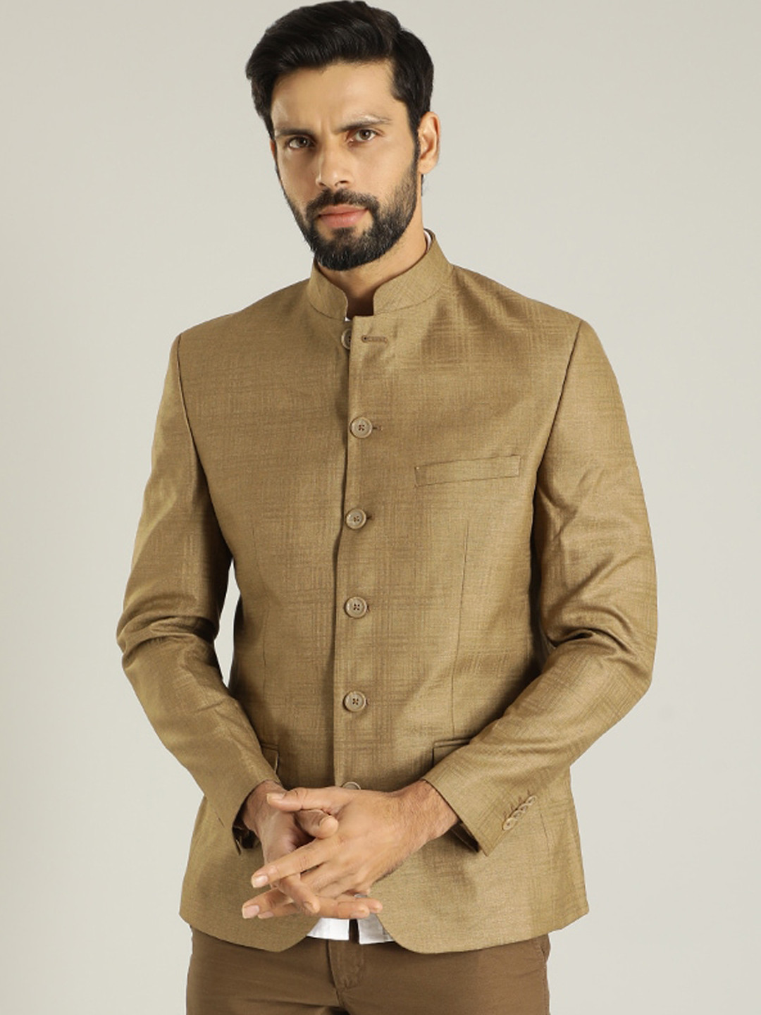 Buy Indian Terrain Self Design Bandhgala Blazer - Blazers for Men ...