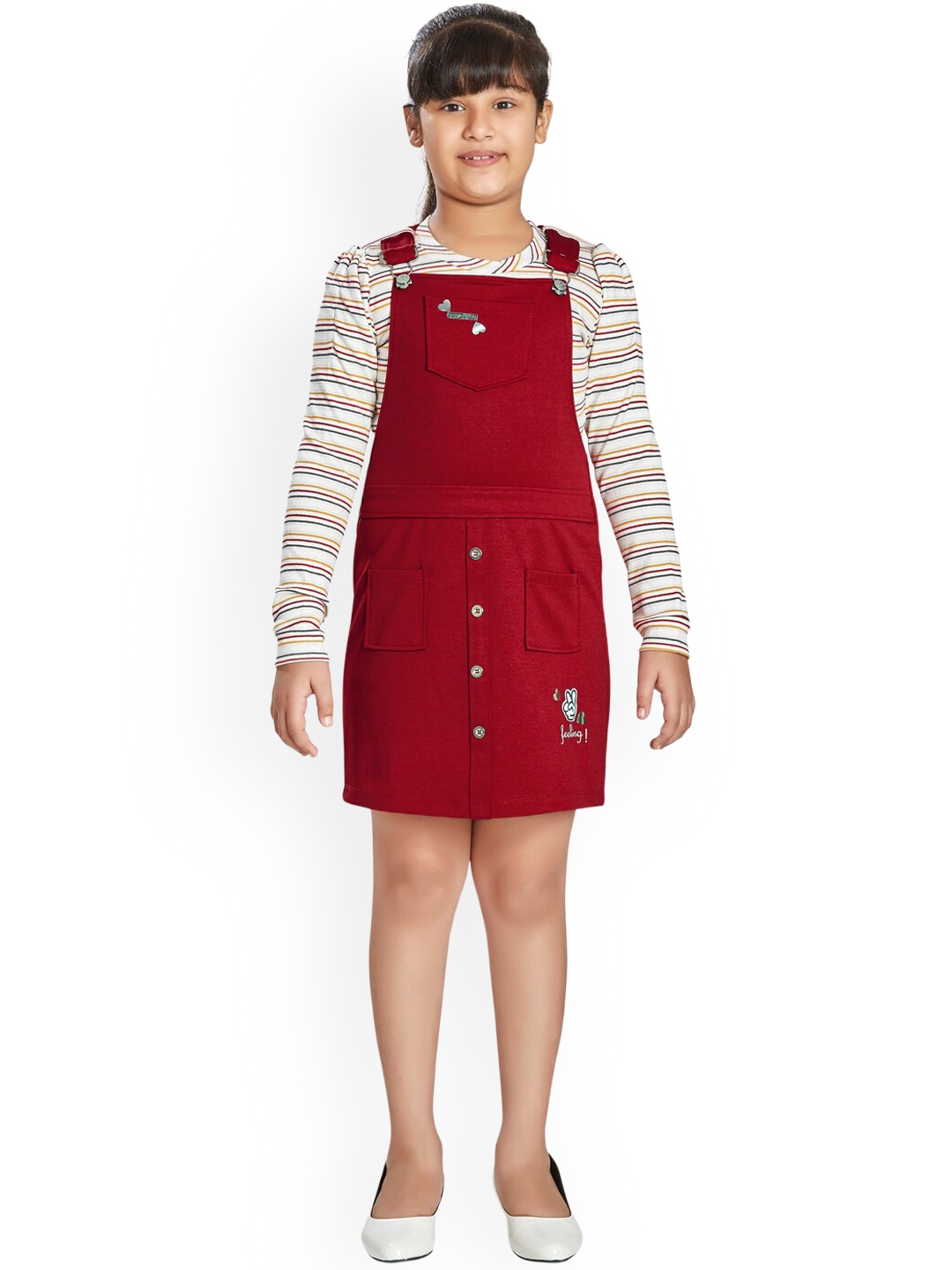 Buy Peppermint Girls Dungarees With Striped Top Dungarees For Girls 24535878 Myntra