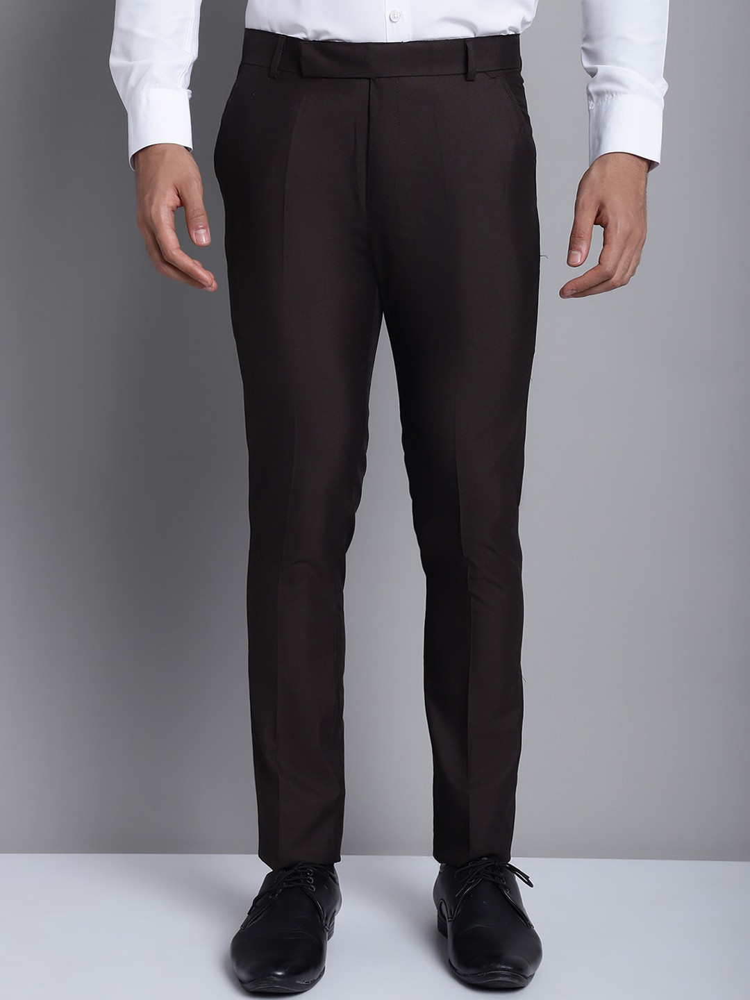 Buy JAINISH Men Mid Rise Smart Tapered Fit Easy Wash Formal Trousers ...