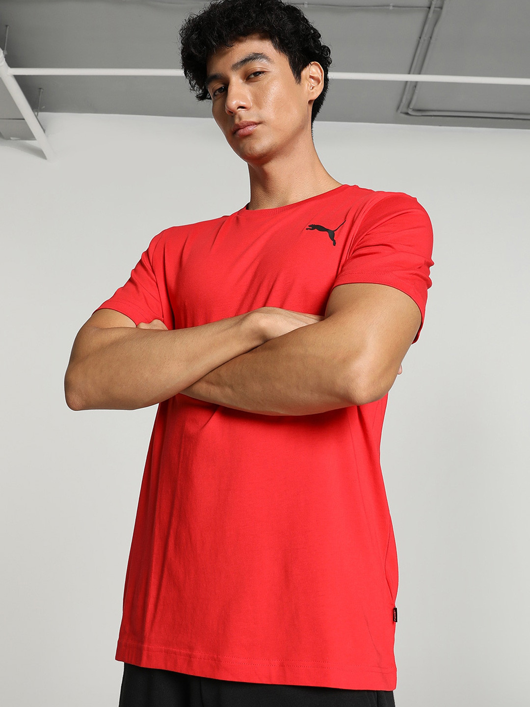 Buy Puma Essentials Small Logo Printed Cotton Round Neck T Shirt ...