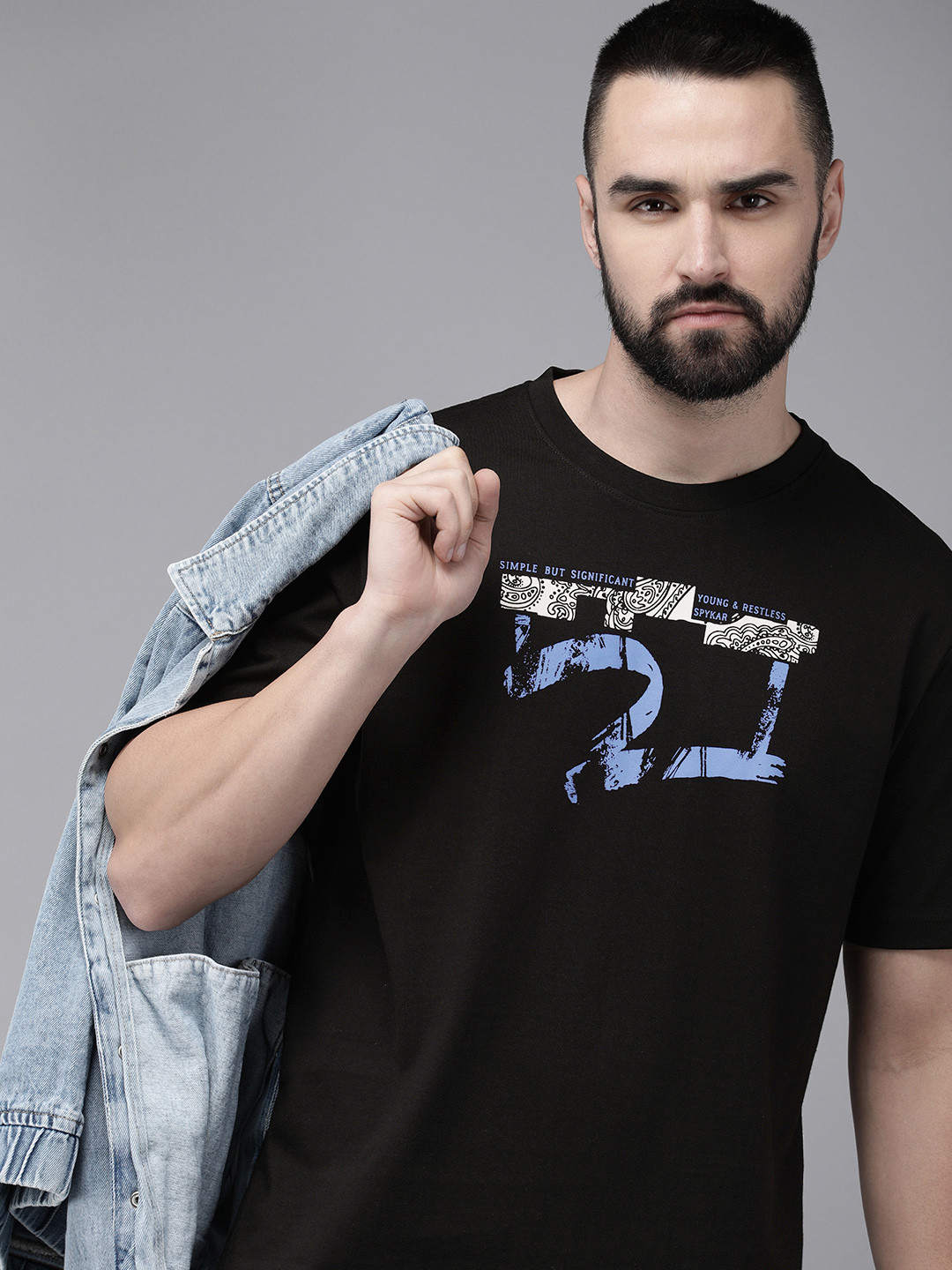 Buy SPYKAR Brand Logo Printed Relaxed Fit Casual T Shirt - Tshirts for ...