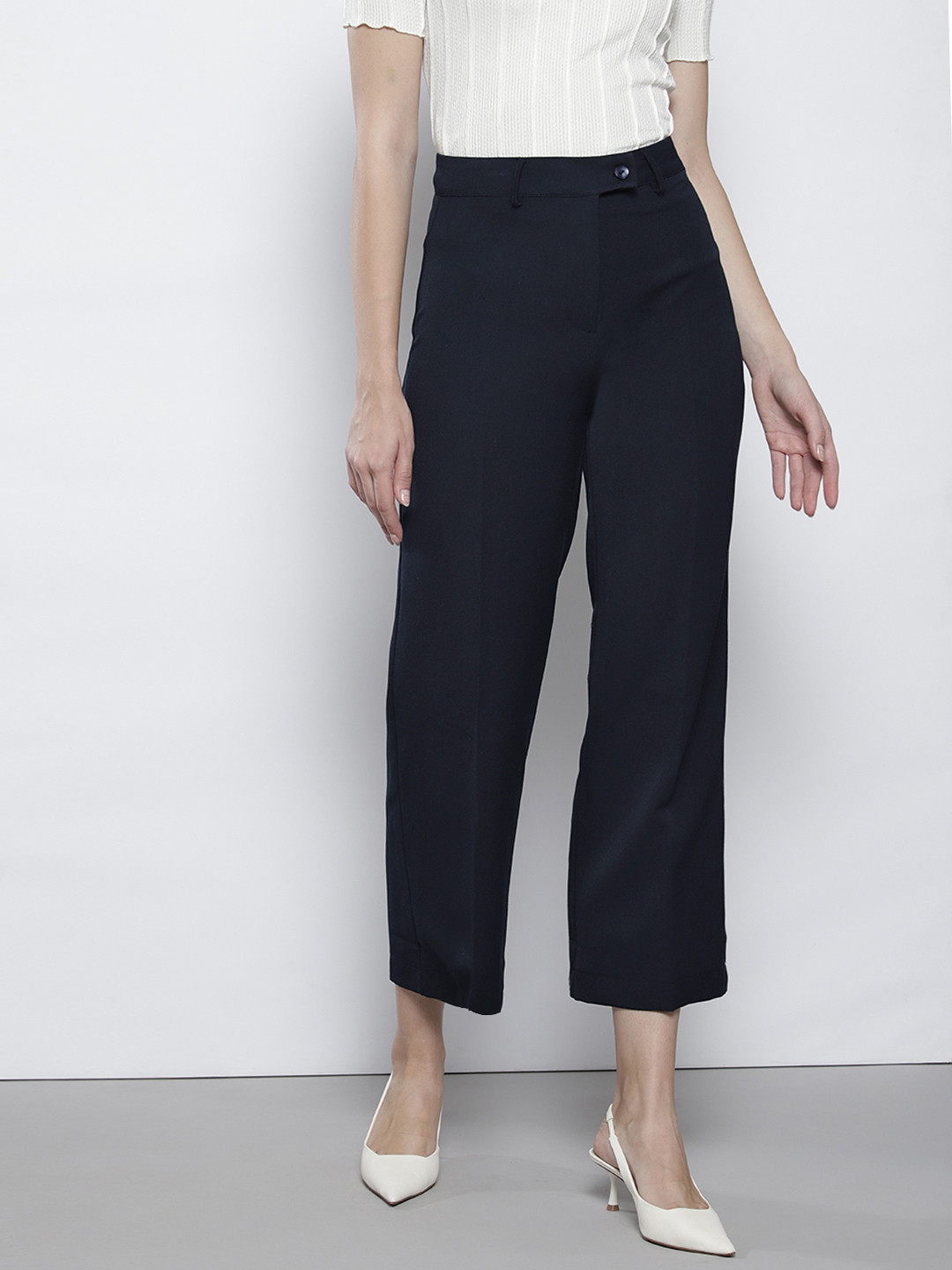 Buy DOROTHY PERKINS Women Petite High Rise Wide Leg Tab Trouser ...