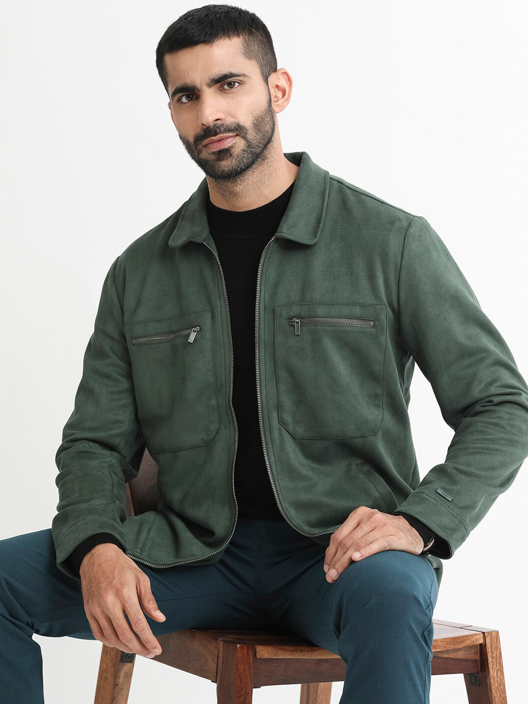 Buy RARE RABBIT Men Bax Strectch Regular Fit Shirt Collar Jacket ...