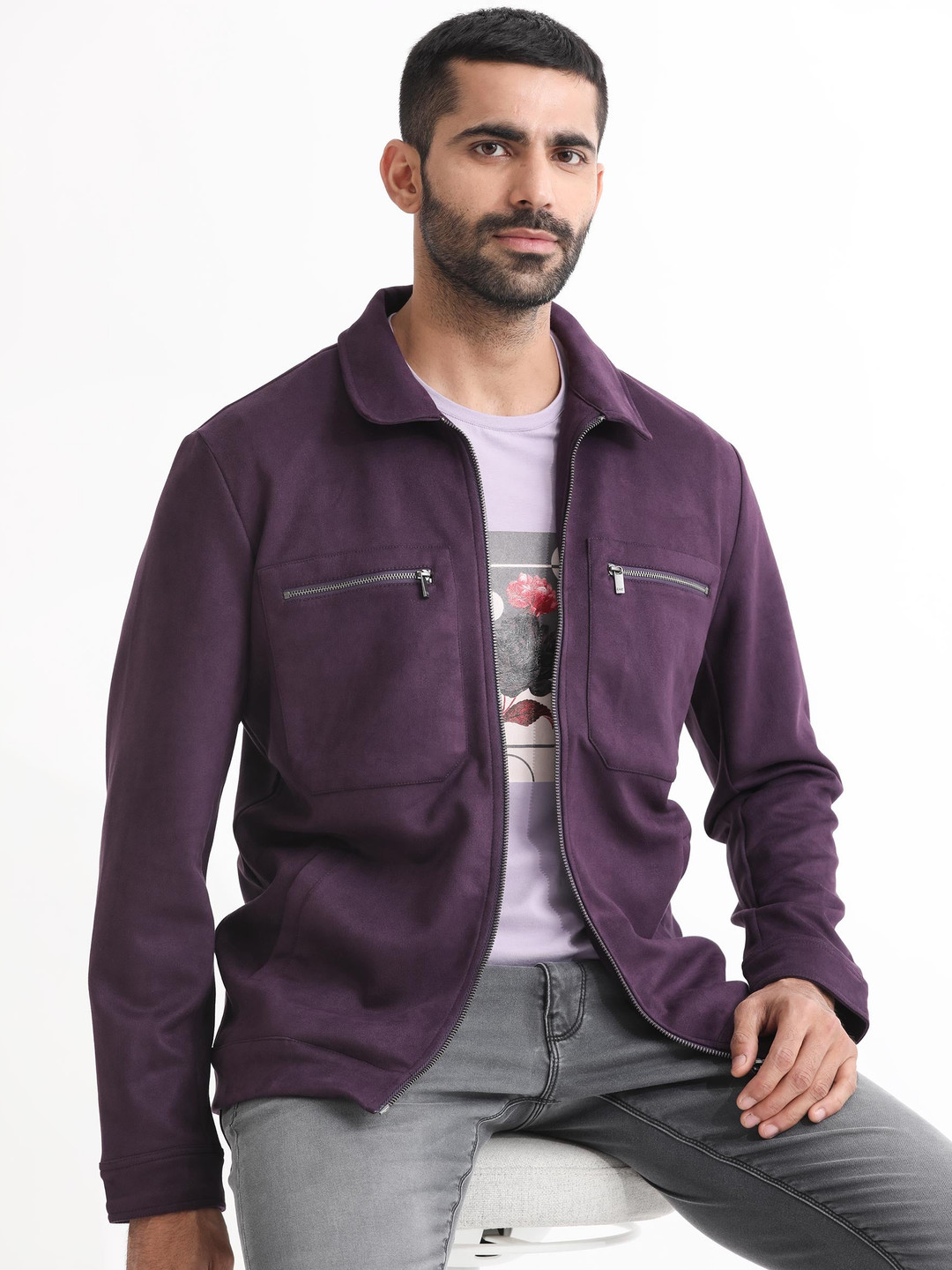 Buy RARE RABBIT Men Bax Strectch Regular Fit Spread Collar Jacket ...