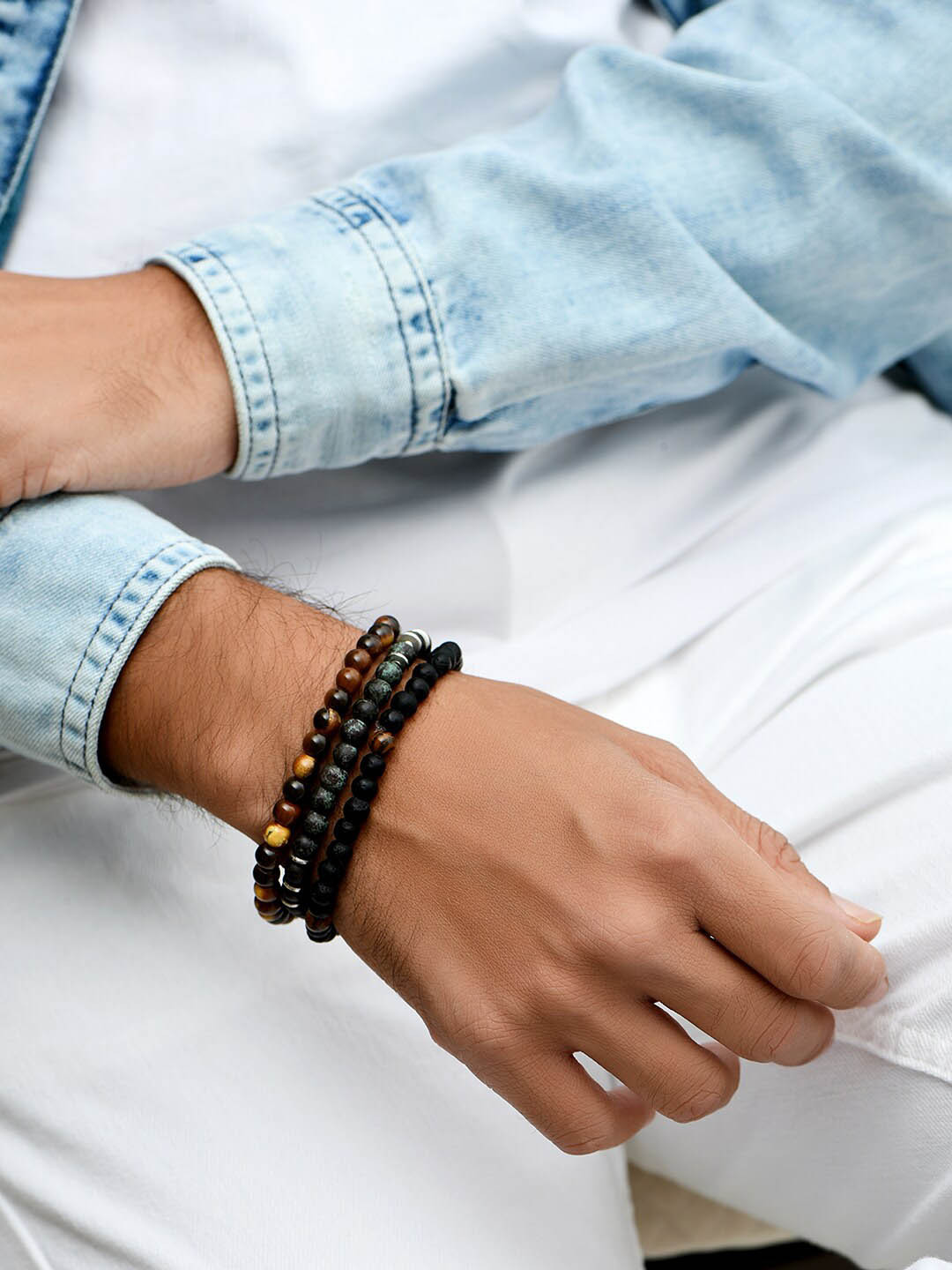 Buy The Bro Code Men Set Of 3 Artificial Beads Bracelet - Bracelet for ...