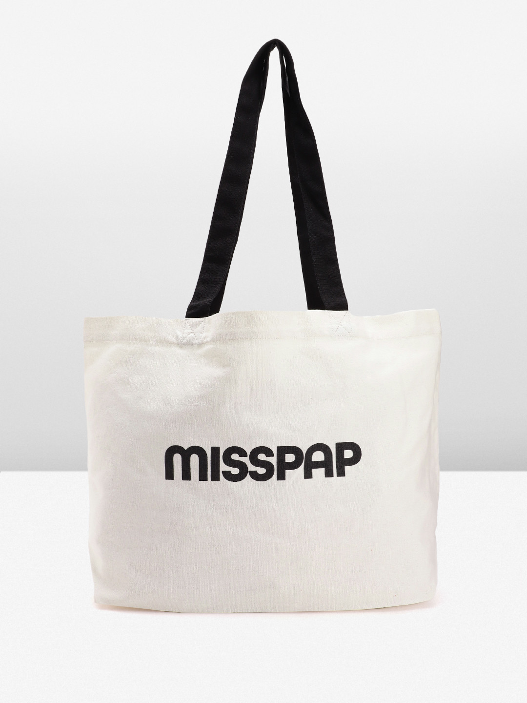 Buy MISSPAP Pure Cotton Brand Logo Printed Oversized Structured Tote ...
