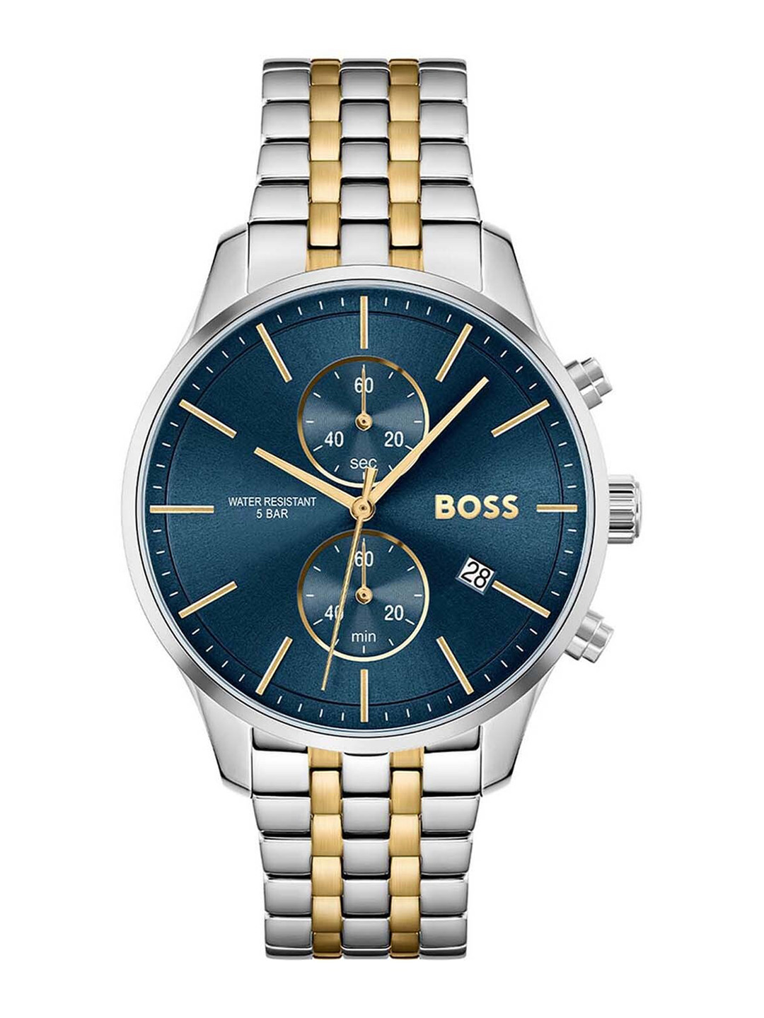 Buy BOSS Men Textured Stainless Steel Bracelet Style Straps Chronograph ...
