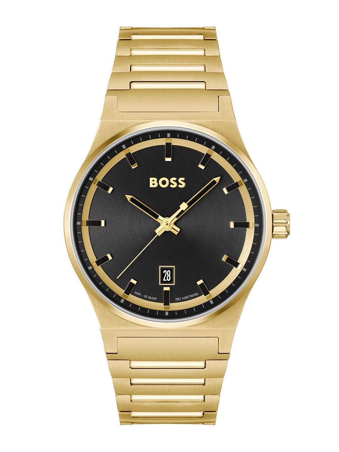 Buy BOSS Men Brass Dial & Stainless Steel Bracelet Style Straps ...