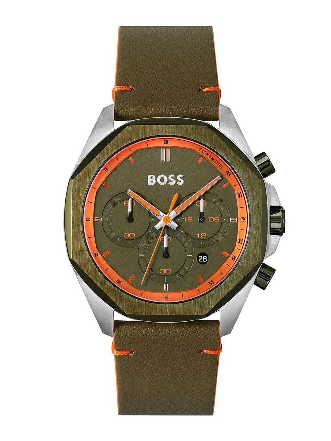 Buy BOSS Men Textured Dial & Leather Straps Analogue Chronograph Watch ...