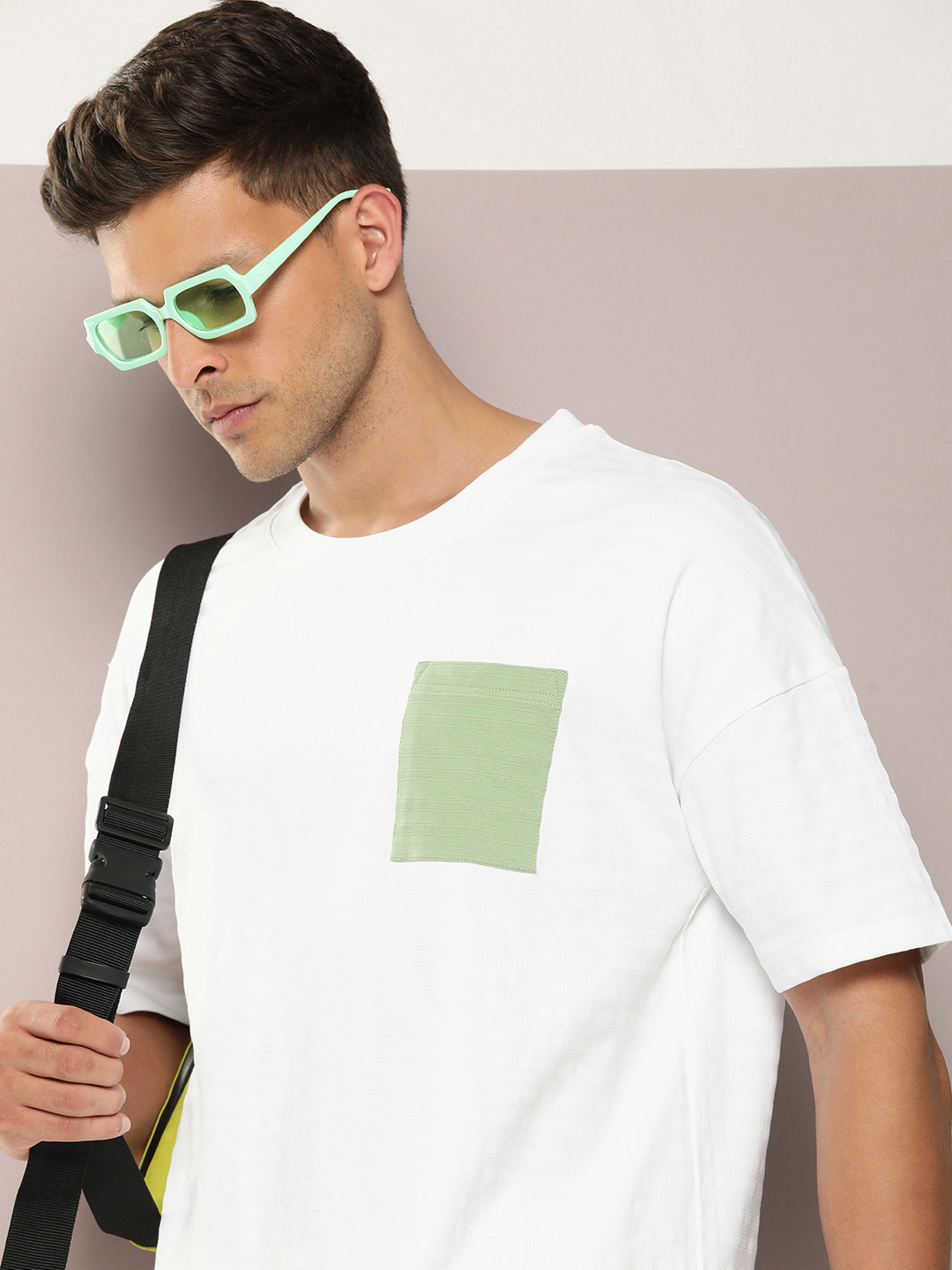 Buy DILLINGER Men Jacquard Self Design Oversized T Shirt - Tshirts for ...