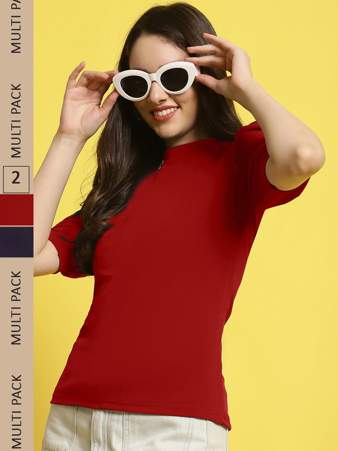 Buy Fabflee Pack Of 2 Sweetheart Neck Puff Sleeve Peplum Top Tops For